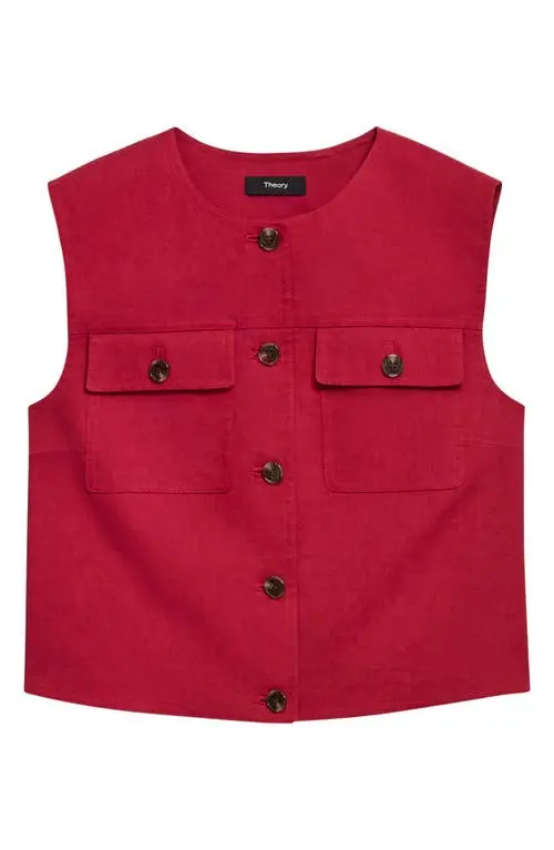 Theory Linen-blend Trucker Vest