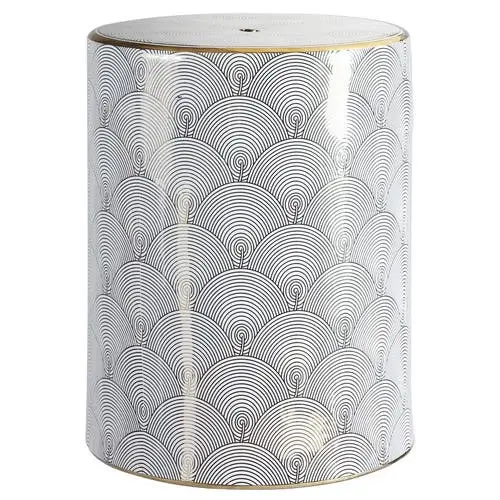 JONATHAN Y Fish Scale 17" Modern Ceramic Garden Stool