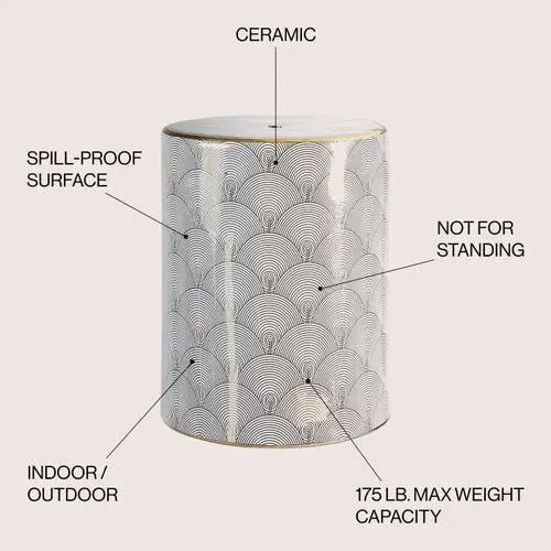 JONATHAN Y Fish Scale 17" Modern Ceramic Garden Stool