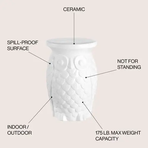 JONATHAN Y Groovy Owl 17.5" Ceramic Garden Stool
