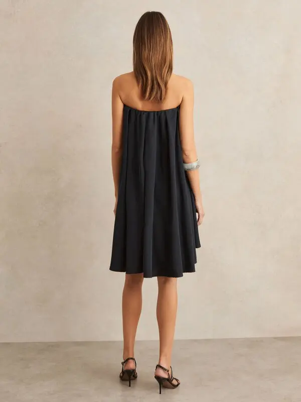 REISS Flo Tencel Strapless Dip-hem Mini Dress