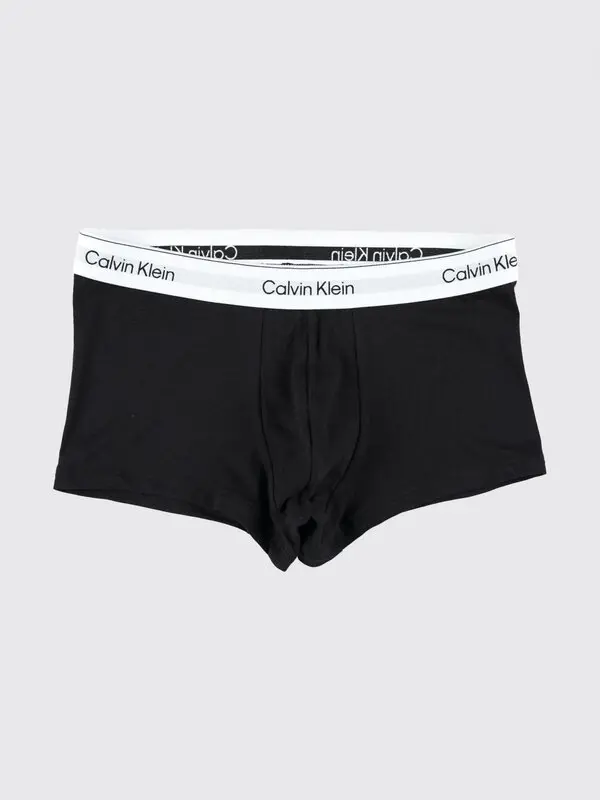 Calvin Klein Two-pack Of Stretch Cotton Boxer Trunks With Logo Waistband - Black