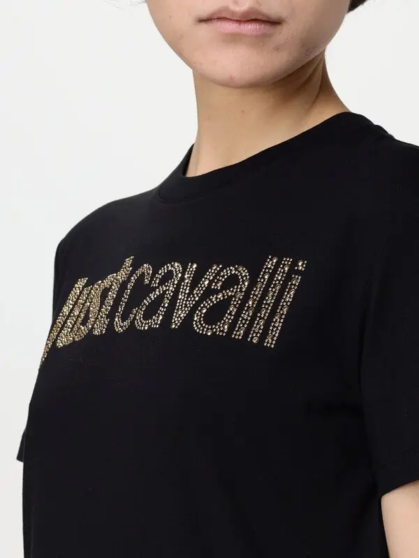 Just Cavalli T-shirt With Embellished Logo - Black