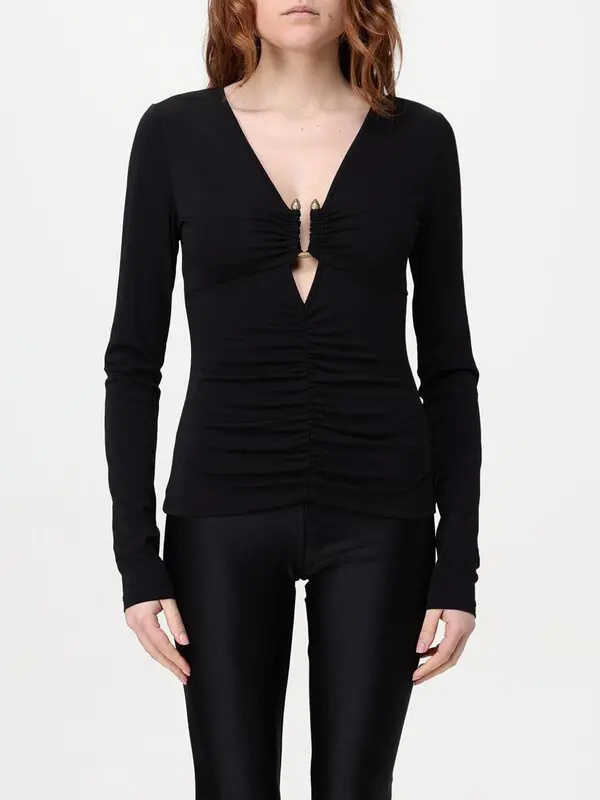 Just Cavalli Ruched V-neck Long Sleeve T-shirt