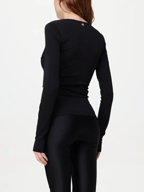 Just Cavalli Ruched V-neck Long Sleeve T-shirt