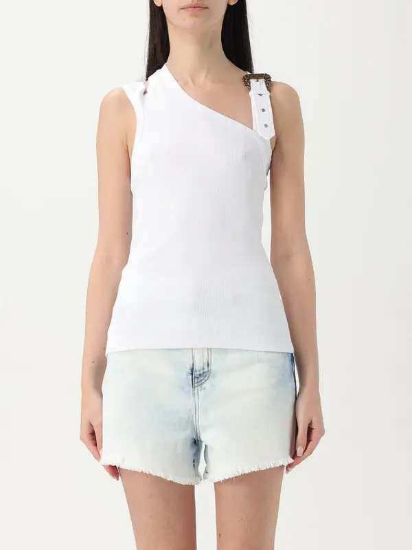 Versace Ribbed Tank Top With Buckle Detail