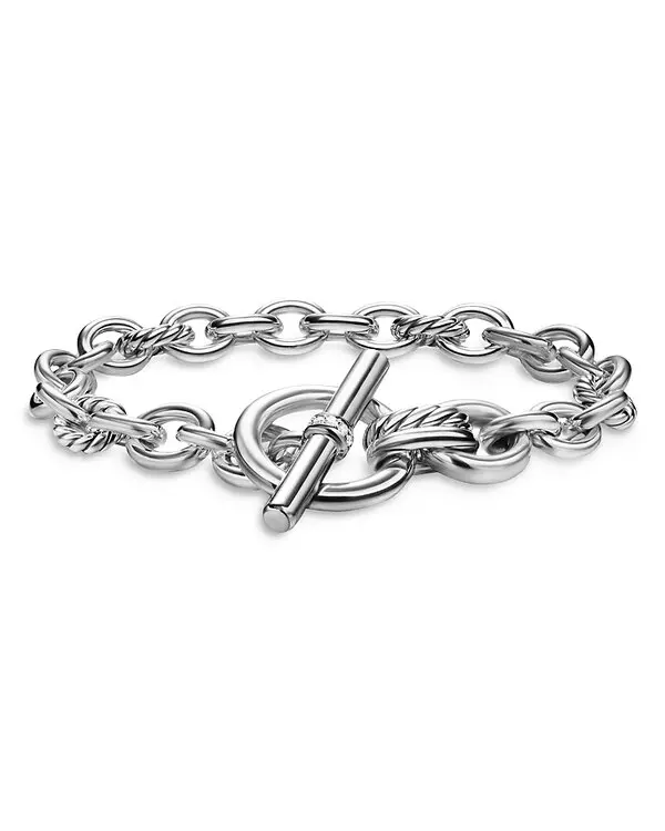 David Yurman Dy Mercer Toggle Chain Bracelet With Diamonds - Silver