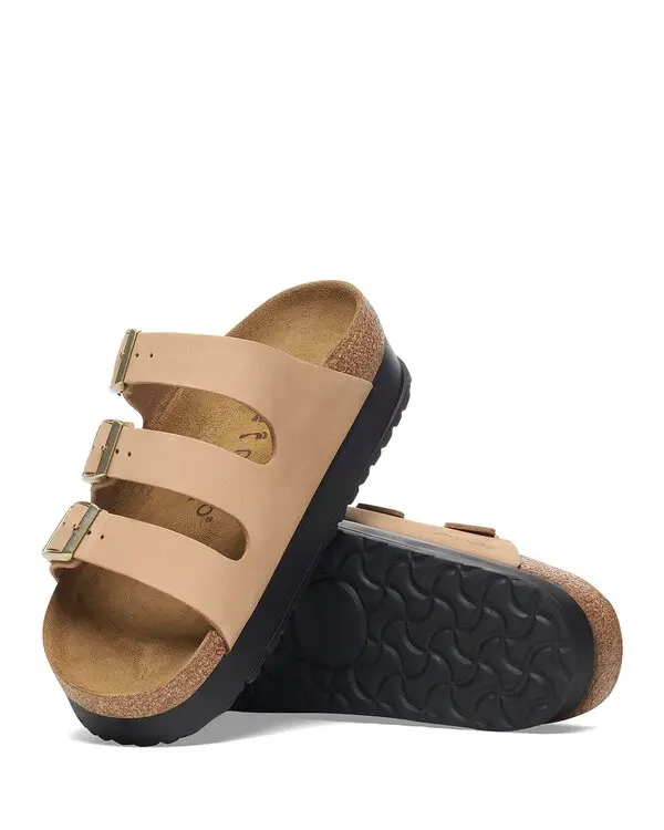 BIRKENSTOCK Florida Platform Nubuck Sandals - Beige