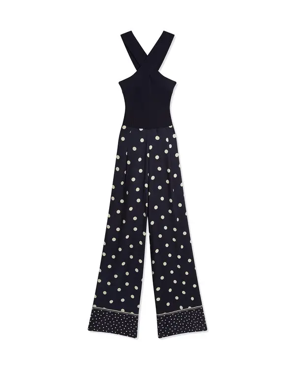 Ted Baker London Carmman Knit Bodice Polka Dot Jumpsuit