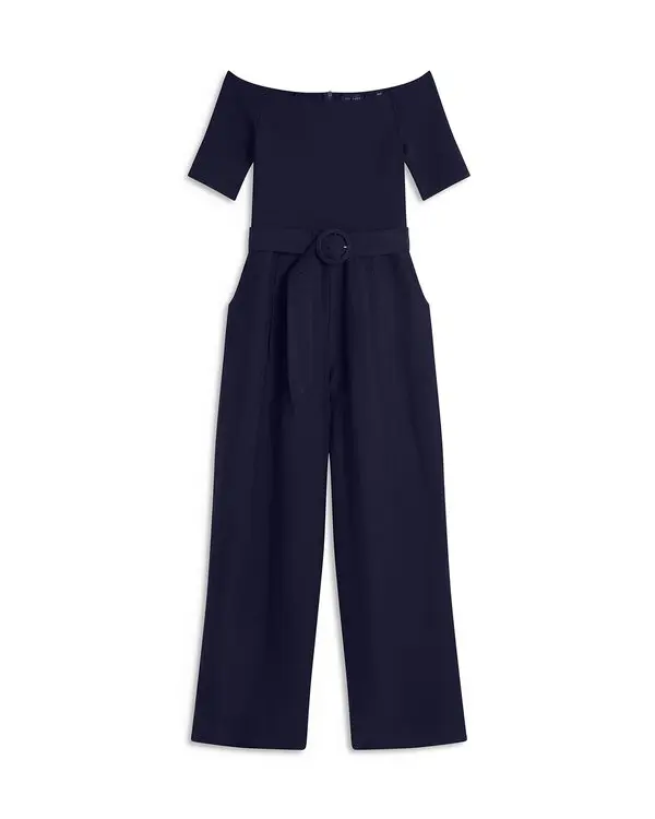 Ted Baker London Angeliy Knit Bodice Bardot Top Jumpsuit - Navy