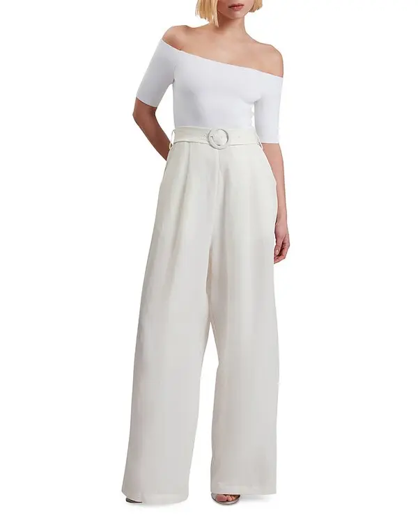 Ted Baker London Knit Bodice Bardot Top Jumpsuit - White