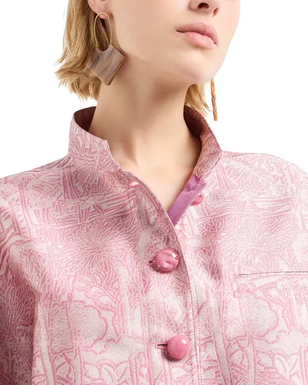 Emporio Armani Landscape Tonal Print Shiny Jacquard Jacket