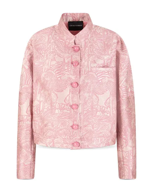 Emporio Armani Landscape Tonal Print Shiny Jacquard Jacket