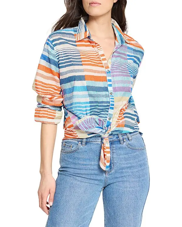 NIC+ZOE Sunset Stripe Boyfriend Shirt