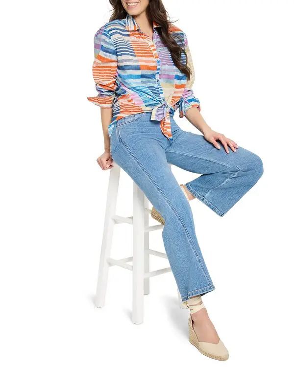 NIC+ZOE Sunset Stripe Boyfriend Shirt