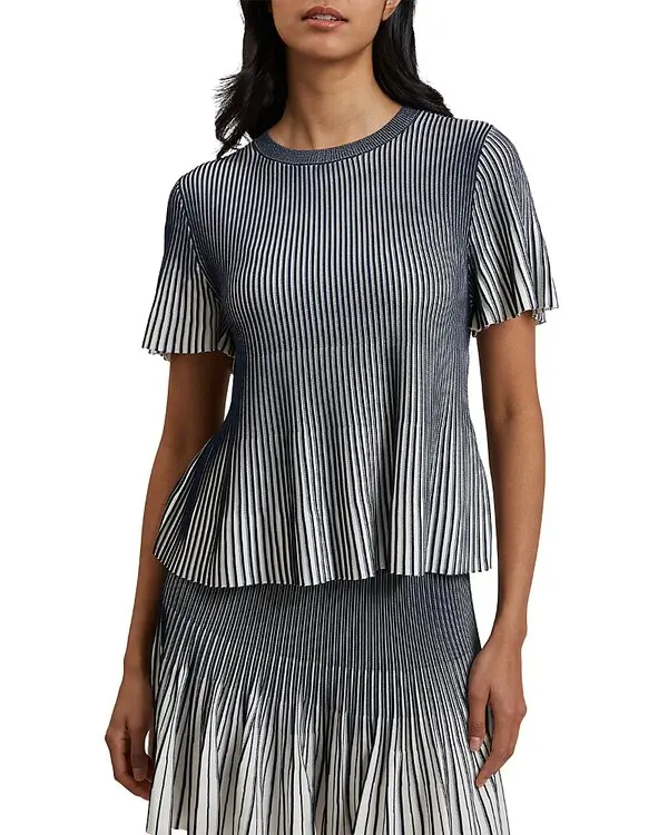 Ted Baker London Textured Stripe Fluted Sleeve Tee