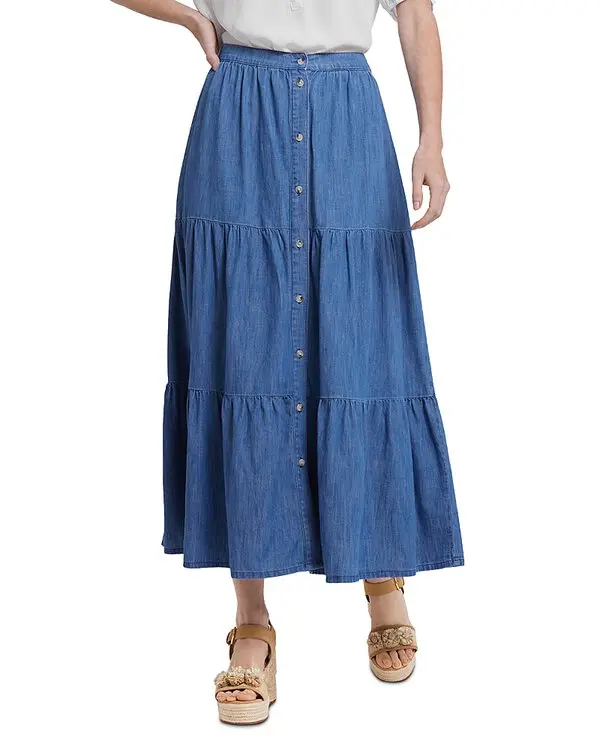 NYDJ Tiered Denim Maxi Skirt