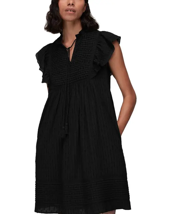 Whistles Pintuck Frill Cotton Dress