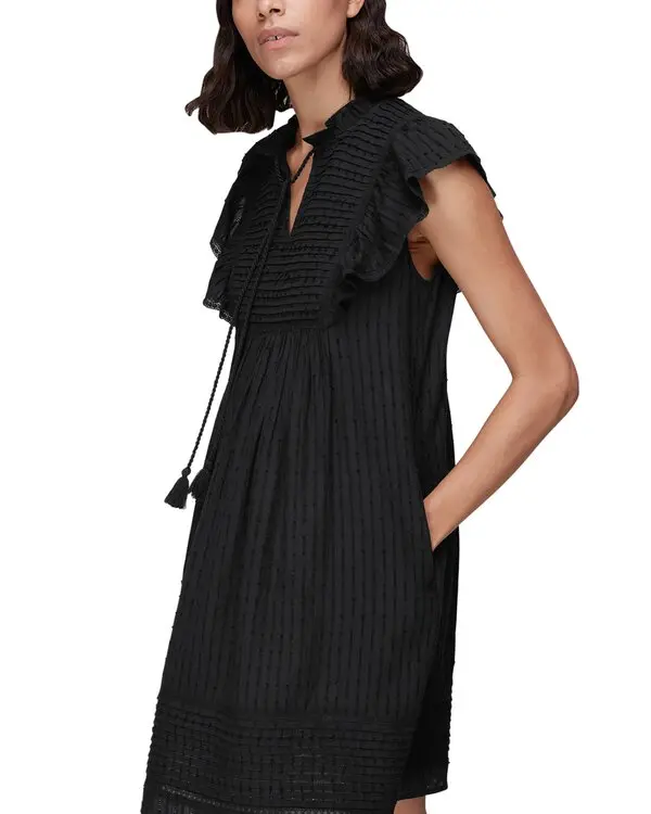 Whistles Pintuck Frill Cotton Dress