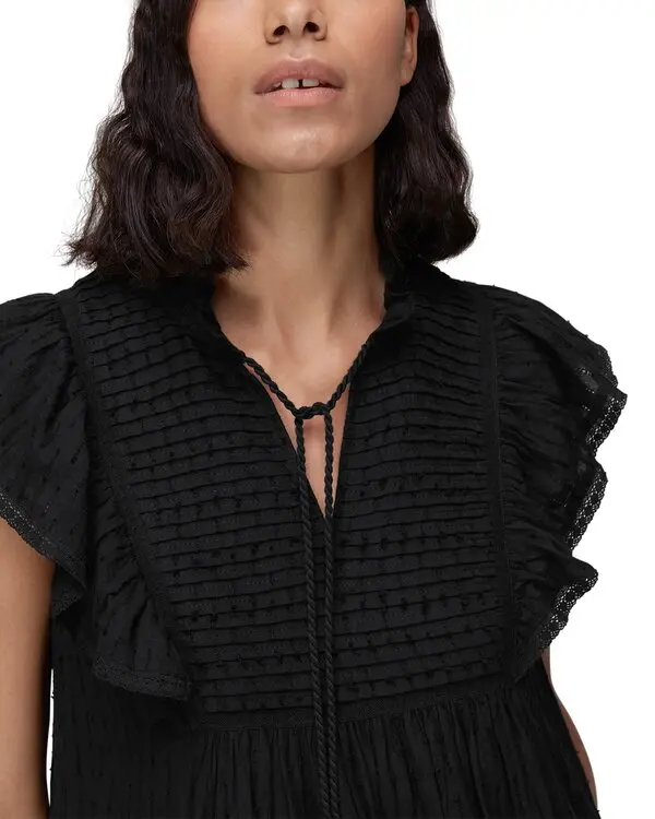 Whistles Pintuck Frill Cotton Dress