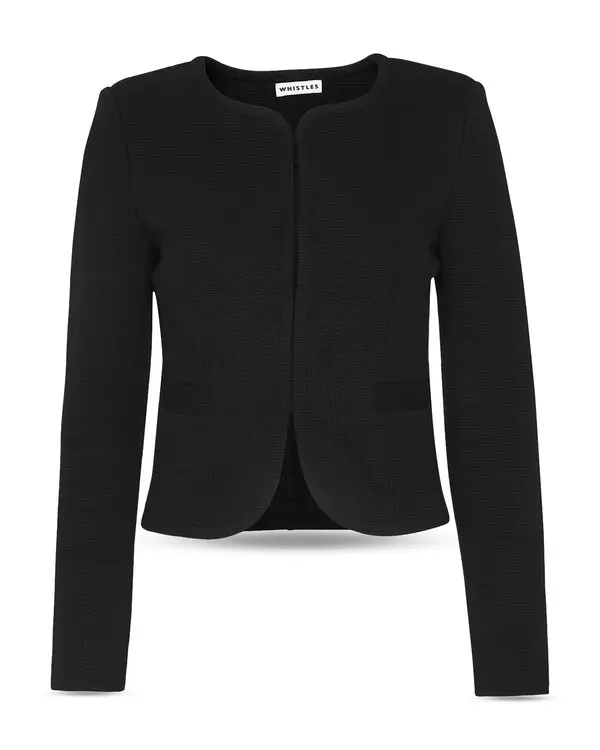 Whistles Collarless Jersey Jacket - Black