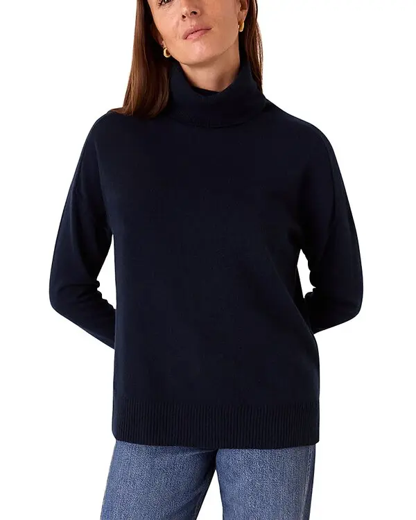 Whistles Cashmere Roll Neck Sweater - Navy