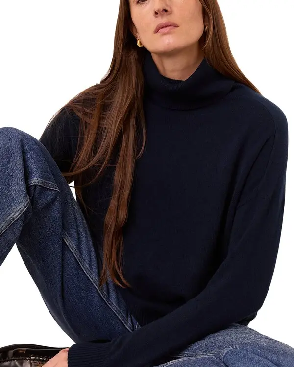 Whistles Cashmere Roll Neck Sweater - Navy