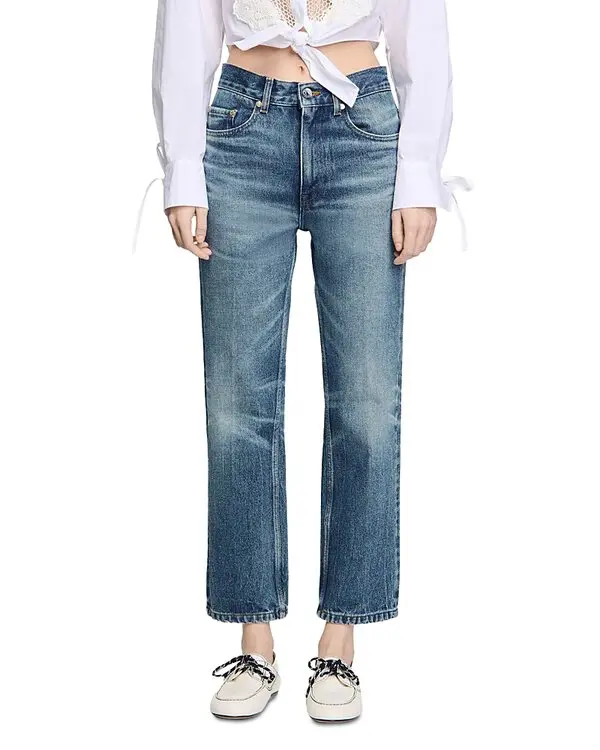 Sandro Faded High-rise Jeans - Blue Jean