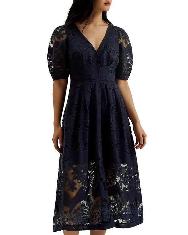 Ted Baker London Agnel Lace Midi Dress - Navy