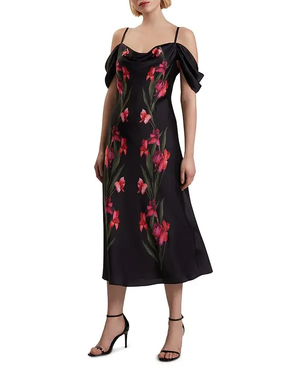 Ted Baker London Lucern Satin Midi Dress - Black