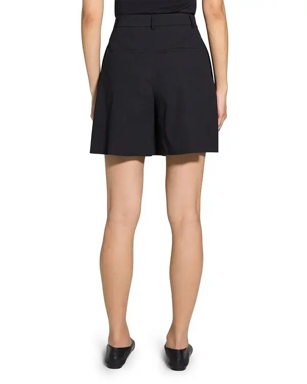 Theory Pleated Linen Shorts - Black
