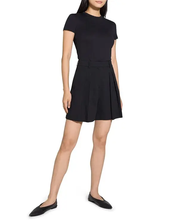 Theory Pleated Linen Shorts - Black