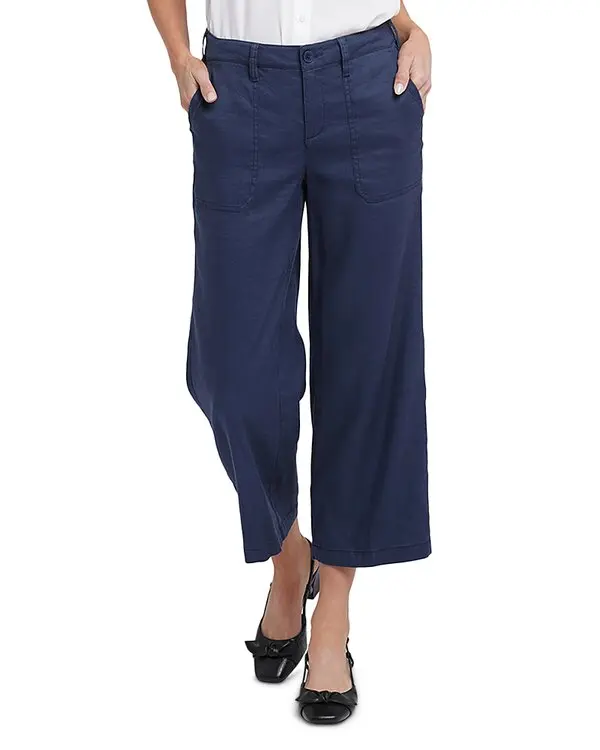 NYDJ Petite Wide Leg Cargo Capri Pants - Oxford Navy