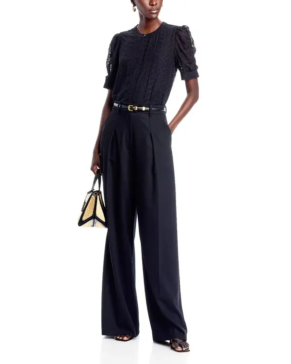 T Tahari Mandarin Collar Button Front Top