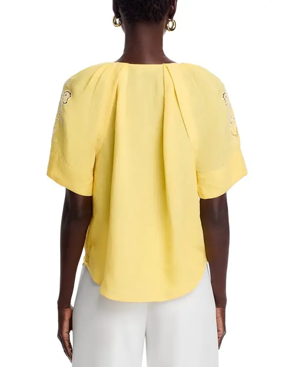 T Tahari V-neck Blouse - Yellow Sky