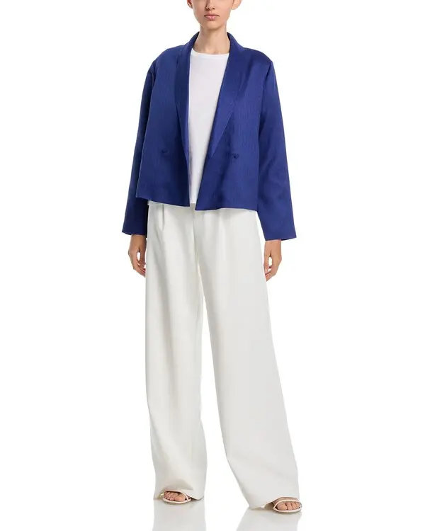 Eileen Fisher Linen & Silk Shawl Collar Jacket - Bluet