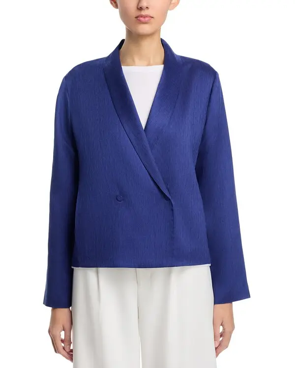 Eileen Fisher Linen & Silk Shawl Collar Jacket - Bluet