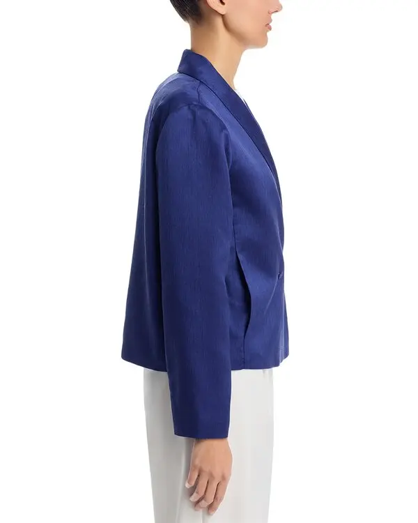 Eileen Fisher Linen & Silk Shawl Collar Jacket - Bluet