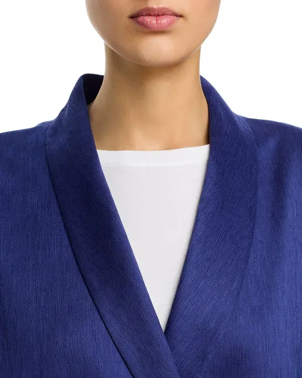 Eileen Fisher Linen & Silk Shawl Collar Jacket - Bluet