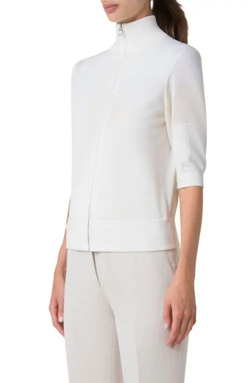 Akris Trapeze Rayonnant Jacquard Cardigan