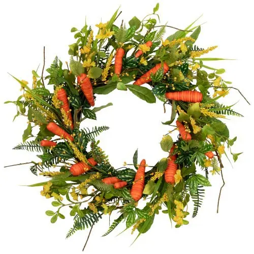 NORTHLIGHT Floral Easter Artificial Wreath With Spring Carrots22 - Orange