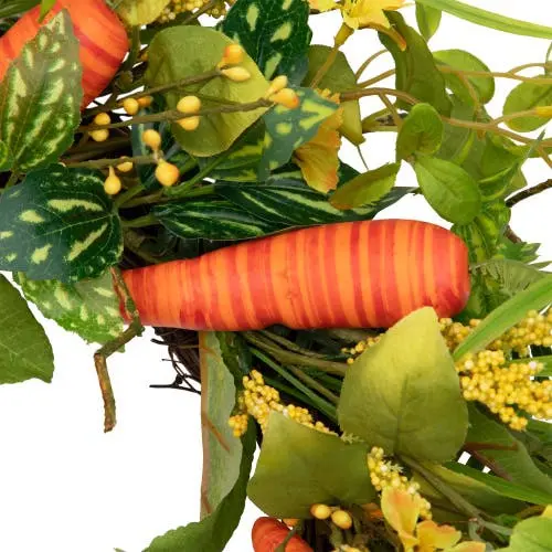 NORTHLIGHT Floral Easter Artificial Wreath With Spring Carrots22