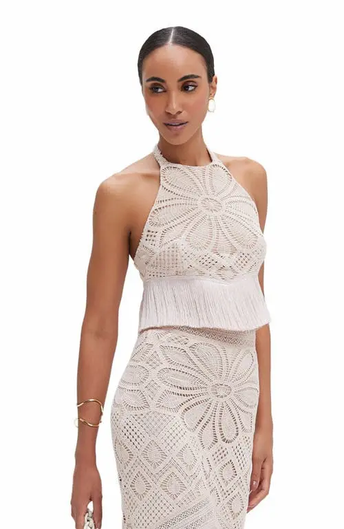 PatBO Flower Crochet Halterneck Top