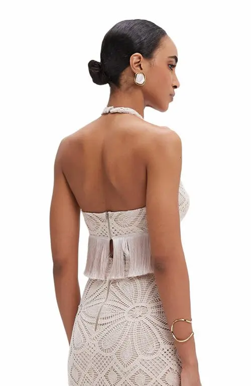 PatBO Flower Crochet Halterneck Top