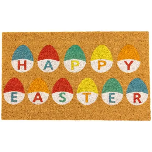 NORTHLIGHT Natural Coir Happy Easter Egg Outdoor Doormat 18" X 30 - Multi