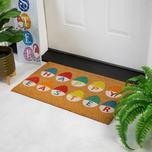 NORTHLIGHT Natural Coir Happy Easter Egg Outdoor Doormat 18" X 30