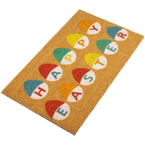 NORTHLIGHT Natural Coir Happy Easter Egg Outdoor Doormat 18" X 30