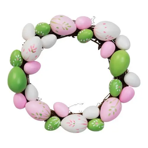 NORTHLIGHT Easter Egg Mini Grapevine Wreath10"/green - Pink