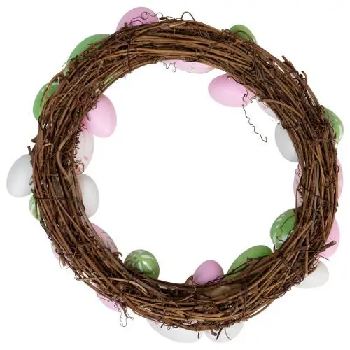 NORTHLIGHT Easter Egg Mini Grapevine Wreath10"/green