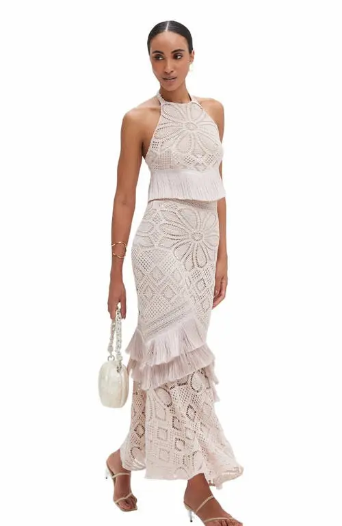 PatBO Flower Crochet Maxi Skirt